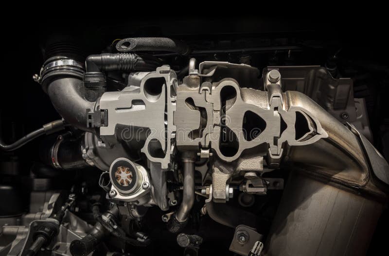 Mechanism of Engine in a Modern Car Stock Photo - Image of motor, black ...