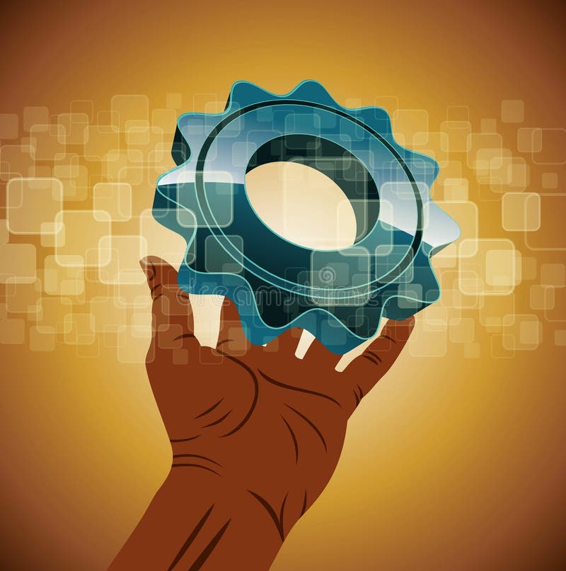 Hand and gear stock vector. Illustration of creative - 28514861