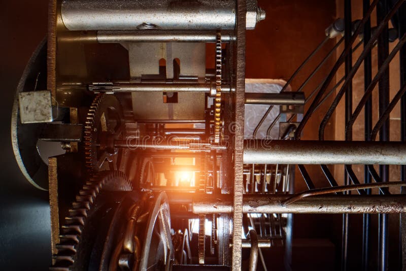 Mechanism of a Big Tower Clock Stock Photo - Image of macro, wheel ...