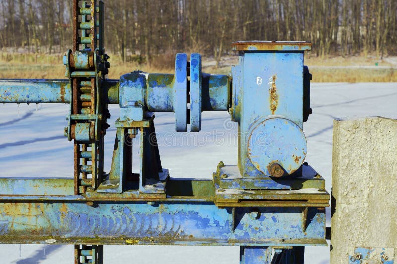 Mechanism movable weir stock image. Image of poznan, rusty - 39096333