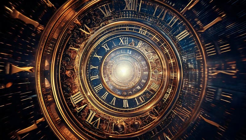 Mechanism of an Old Analog Fantasy Clock in a Time Tunnel. Time and ...
