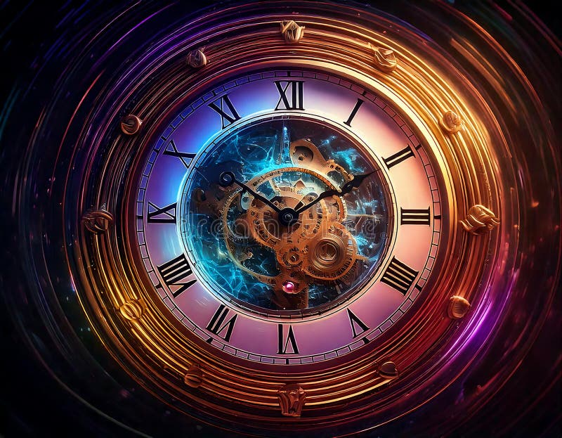 Mechanism of an Old Analog Fantasy Clock in a Time Tunnel. Time and ...