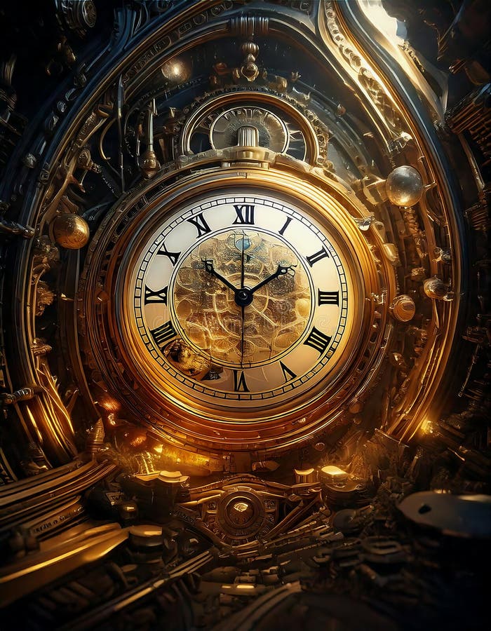 Mechanism of an Analog Clock, Interior of a Pocket Watch. Ai Generated ...