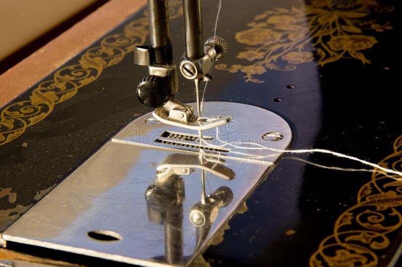 The Mechanism of the Old Sewing Machine Stock Image - Image of dress ...