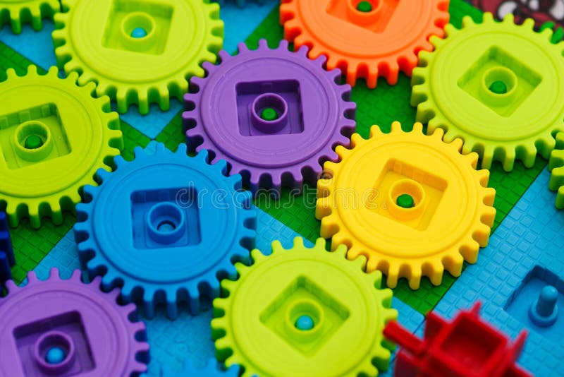 The Mechanism of Plastic Blocks. Round Multi-colored Plastic Blocks of ...