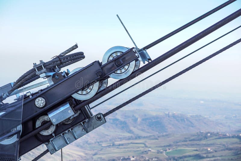 A Mechanism that Pulls a Steel Rope on a Ski Lift. Stock Image - Image ...