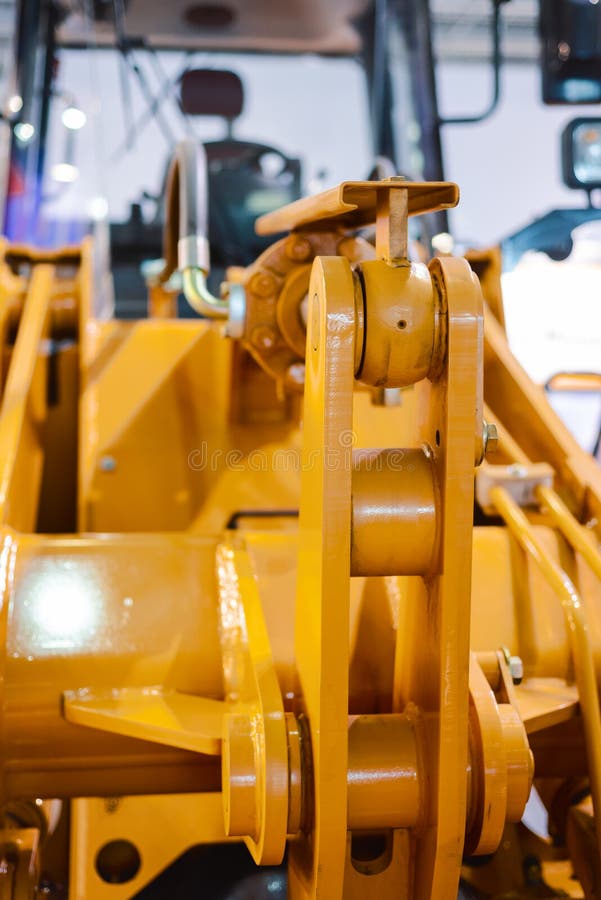 The Mechanism of Raising the Bucket, Wheel Bucket Loader Close Up Stock ...