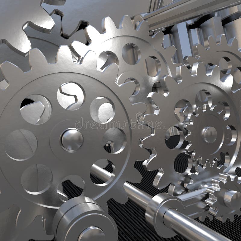 The Mechanism of Shiny Metal Gears Stock Illustration - Illustration of ...