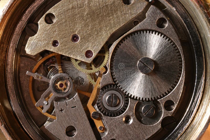 Mechanism of Vintage Wrist Watch, Top View Stock Photo - Image of ...