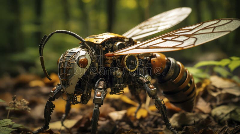 A Mechanized Bee. Generative AI Stock Illustration - Illustration of ...