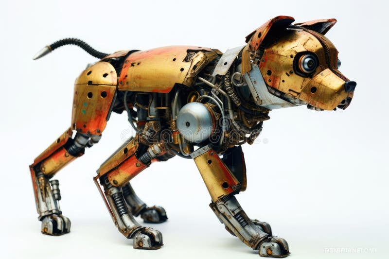 A Mechanized Canine Automaton on a White Background. Cutting-edge Tech ...