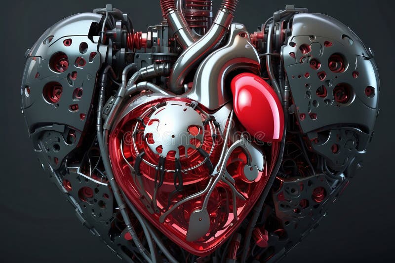 Mechanized Heart in AI World Isolated Stock Illustration - Illustration ...