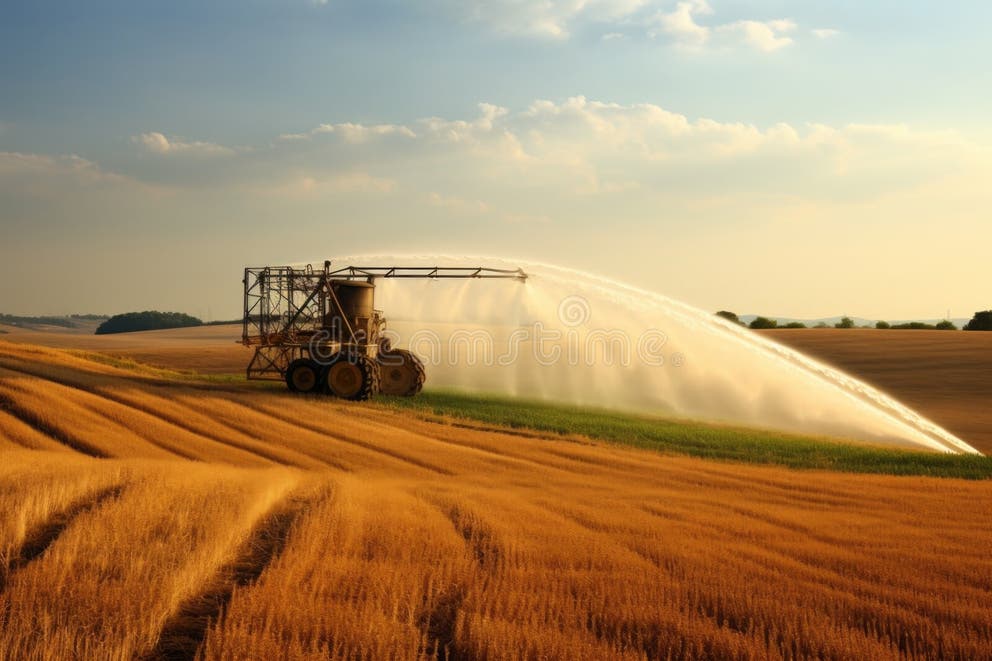 Mechanized Irrigation System in the Field during the Day Stock Image ...