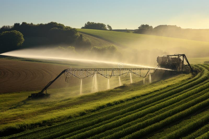Mechanized Irrigation System in the Field during the Day Stock Photo ...