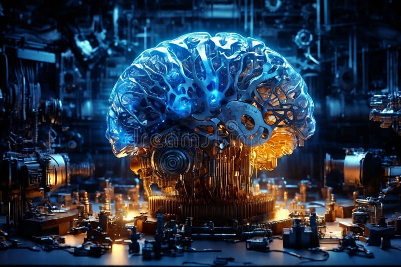 Mechanized Mind: Stylized Futuristic Brain in a Broad Technological ...