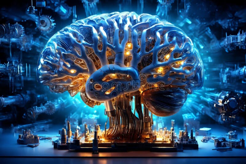 Mechanized Mind: Stylized Futuristic Brain in a Broad Technological ...