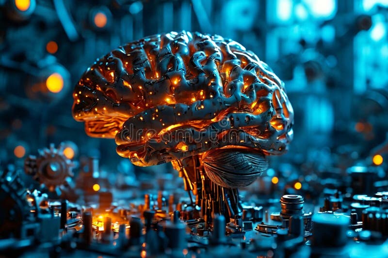 Mechanized Mind: Stylized Futuristic Brain in a Broad Technological ...