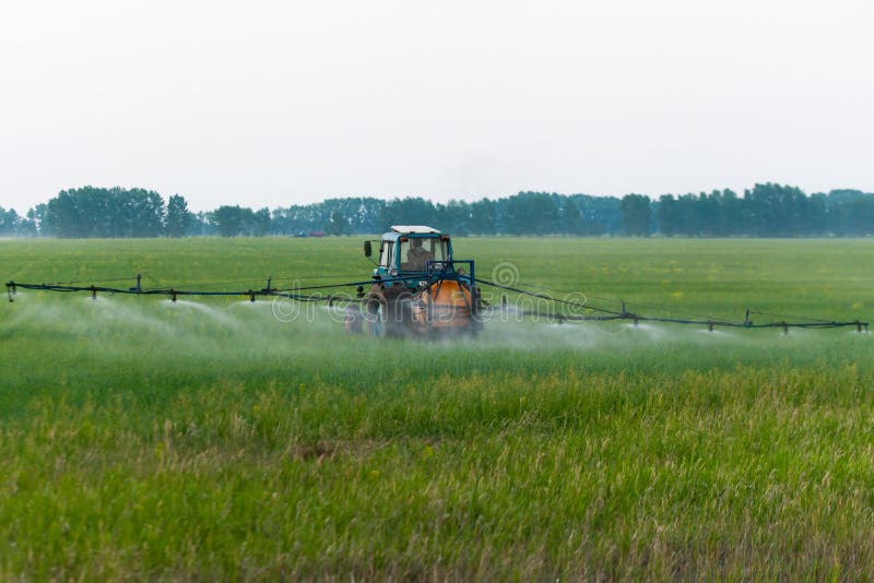 Mechanized Processing Fields Fertilization Stock Image - Image of earth ...