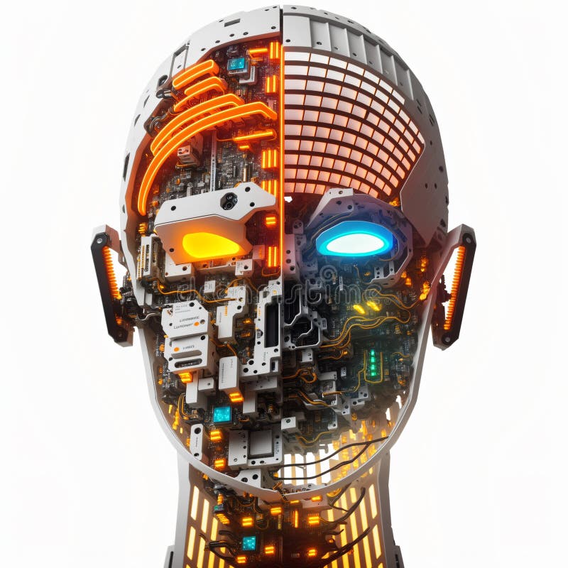 Mechanoid Head Frontal As Artificial Intelligence Stock Illustration ...