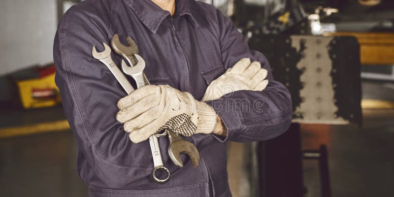 Mechatronics Engineer with Tool in Car Workshop Stock Image - Image of ...
