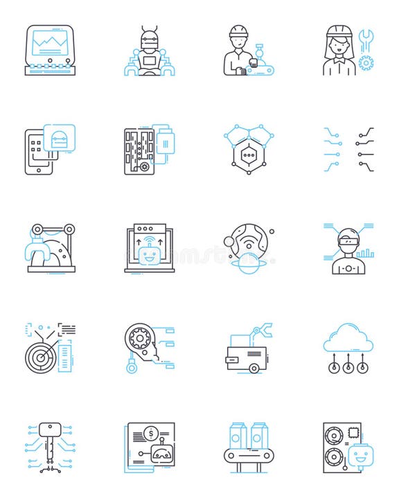Mechatronics Systems Linear Icons Set. Robotics, Sensors, Automation ...