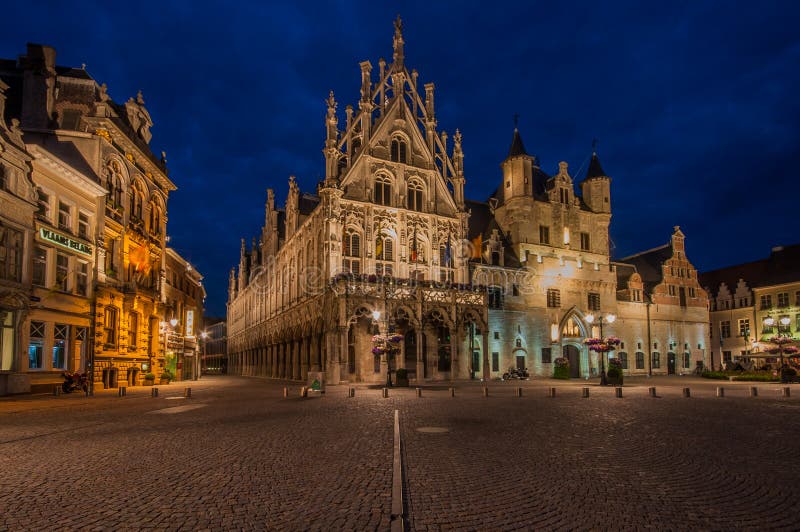 Mechelen, Grote Markt stock image. Image of blue, belfort - 45272153