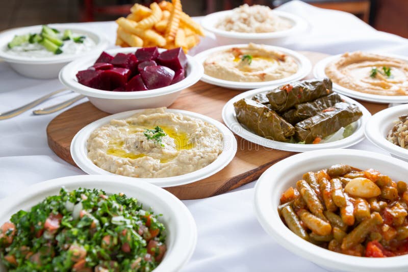 Med dishes stock image. Image of store, rice, fork, grape - 182523829