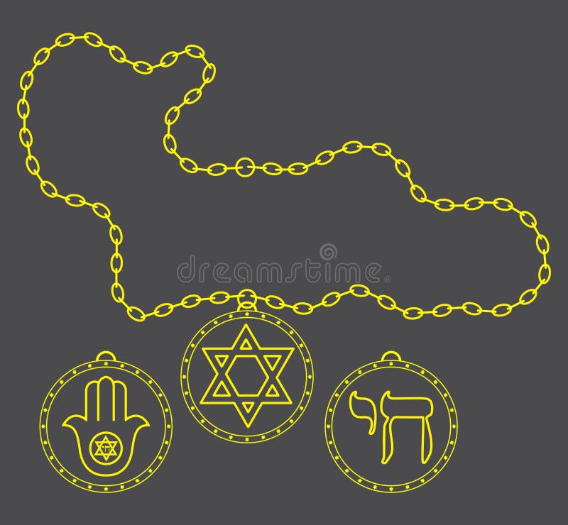 De Keten Van De Medaillecirkel Joodse Symbolen Vector Illustratie ...