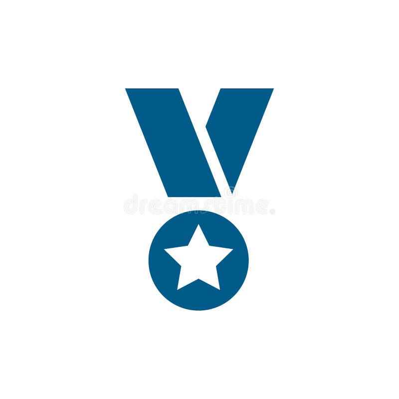 Medal Blue Icon on White Background. Blue Flat Style Vector ...