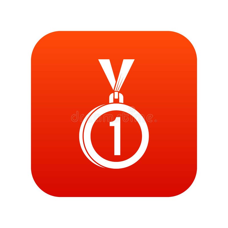Medal for First Place Icon Digital Red Stock Vector - Illustration of ...