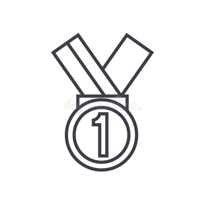 Medal, First Place Line Icon Concept. Medal, First Place Flat Vector ...