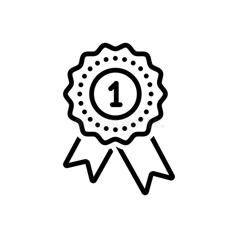 Black Line Icon for Medal, Batch and Honor Stock Vector - Illustration ...