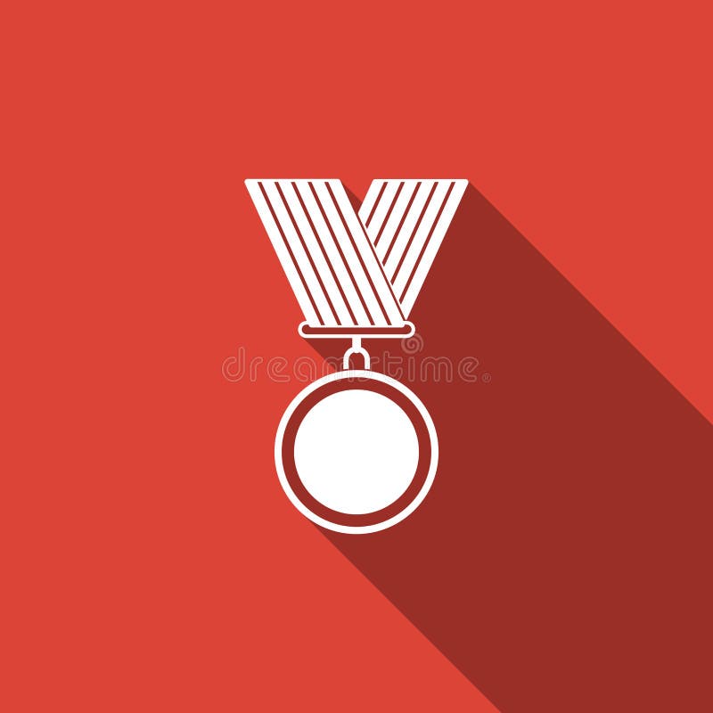 Medal Icon Isolated with Long Shadow. Winner Symbol Stock Vector ...