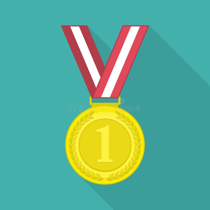 Medal Icon with Long Shadow. Stock Vector - Illustration of gold ...