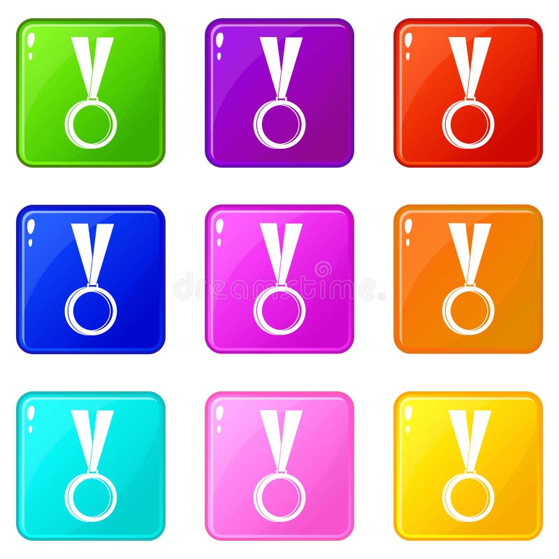 Medal icons 9 set stock vector. Illustration of scalable - 96153974