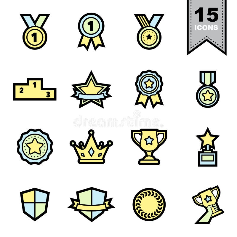 Medal icons set stock vector. Illustration of competition - 45948328