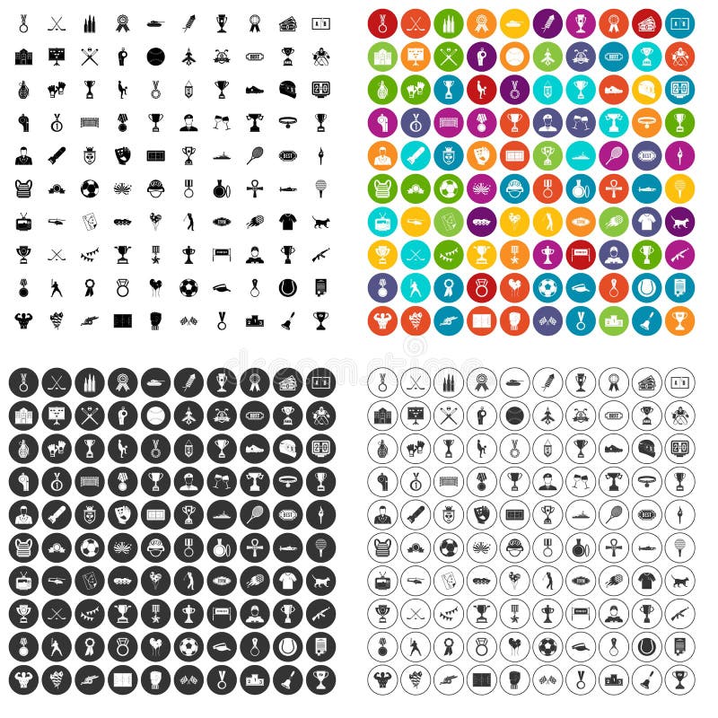 100 Medal Icons Set Variant Stock Illustration - Illustration of ...