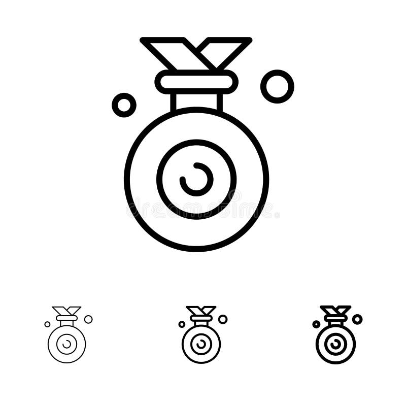Medal, Olympic, Winner, Won Bold and Thin Black Line Icon Set Stock ...