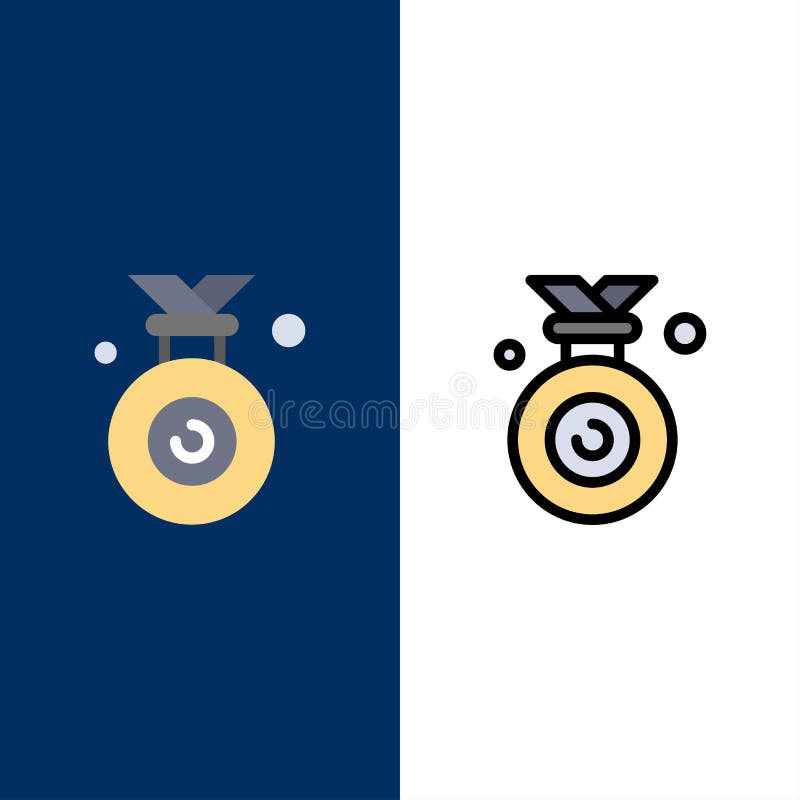 Medal, Olympic, Winner, Won Icons. Flat and Line Filled Icon Set Vector ...