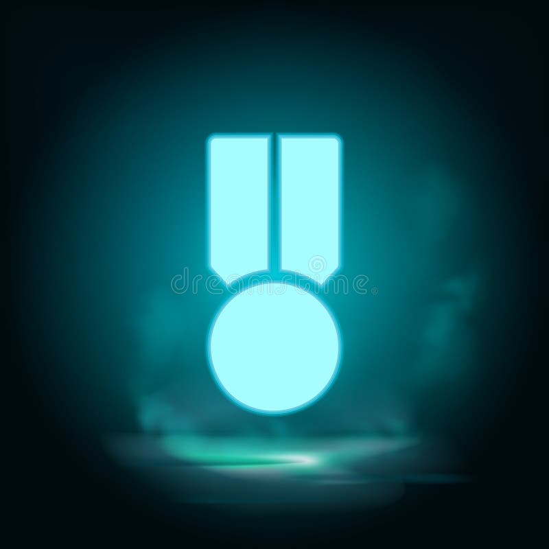 Medal, Prize Neon Icon - Vector. Blue Neon Illustration. Medal, Prize ...