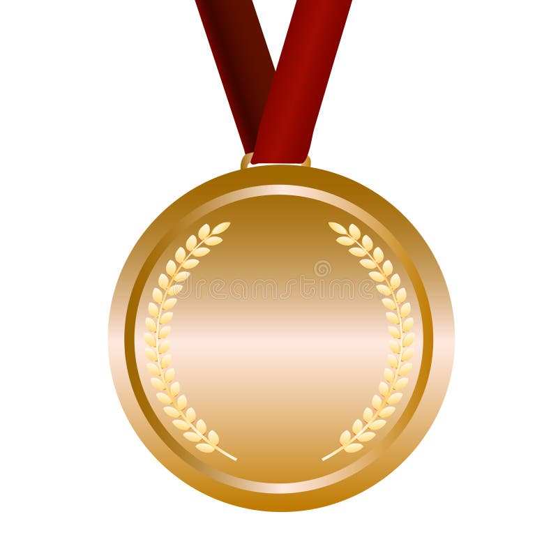 Gold medal and red ribbon stock vector. Illustration of achievement ...
