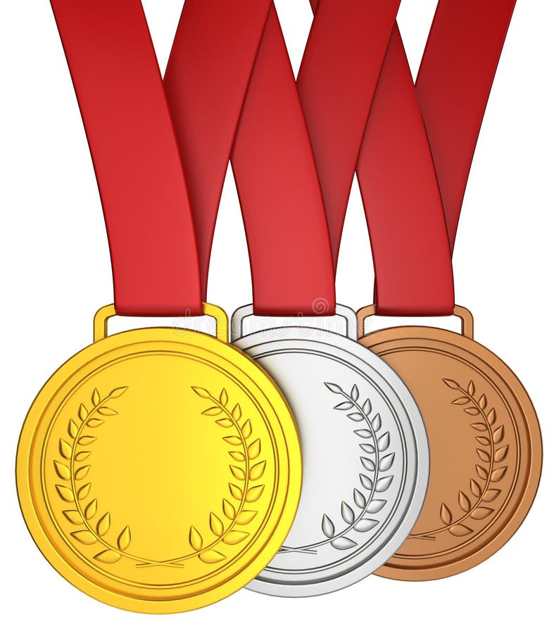 Medal with red ribbon stock illustration. Illustration of competition ...