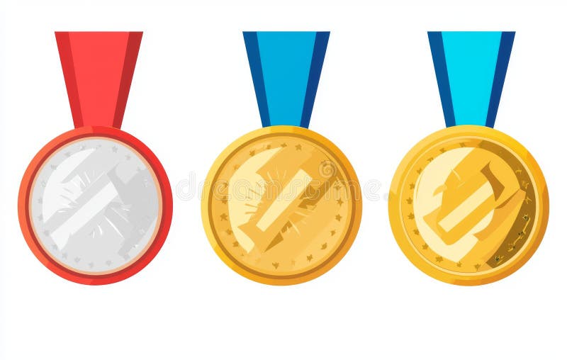 This is a Medal Set Made Up of Gold Medals, Silver Medals, and Bronze ...