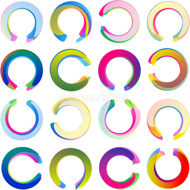 Medal Sticker Label Ring Circle Arc Swirl Multicolor Set Stock Vector ...