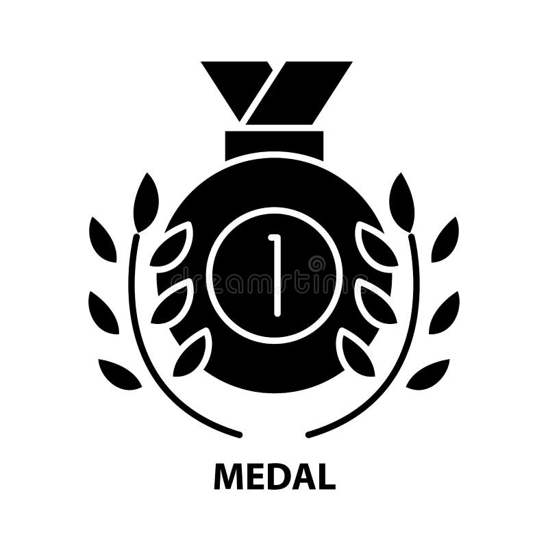 Medal Symbol Icon, Black Vector Sign with Editable Strokes, Concept ...
