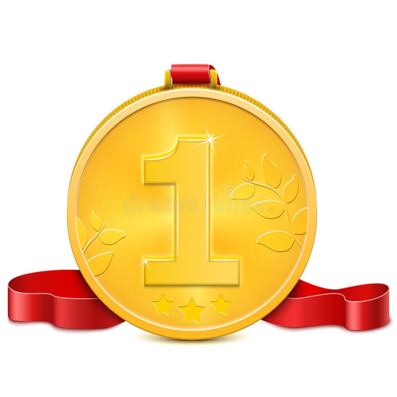 Medalha De Ouro Com Fita Vermelha. Ilustração Stock - Ilustração de ... Medalha De Ouro Com Fita Vermelha. Ilustração Stock - Ilustração de ...