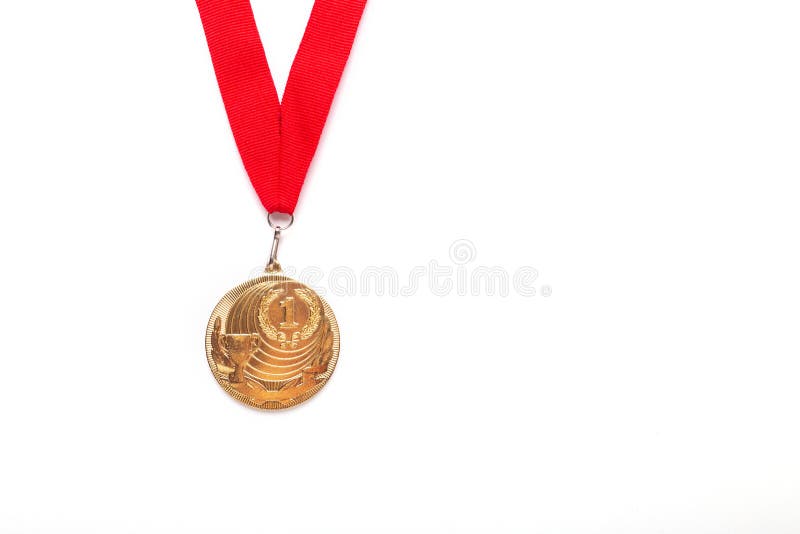 Medalha De Ouro Com a Fita Vermelha No Fundo Branco Foto de Stock ... Medalha De Ouro Com a Fita Vermelha No Fundo Branco Foto de Stock ...