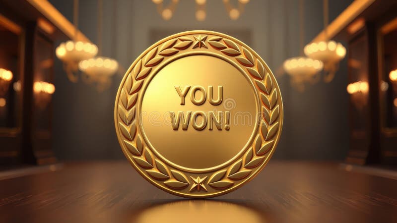 Medalla de oro que ganaste stock de ilustración. Ilustración de bebida ...