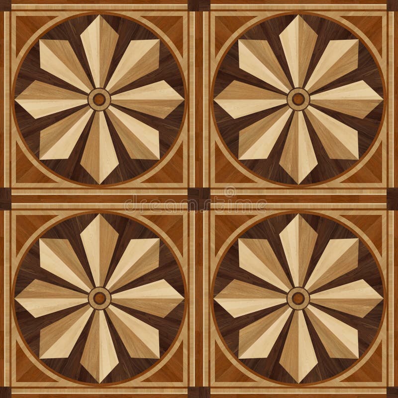 Medallion Design Parquet Floor, Wooden Texture Stock Illustration ...