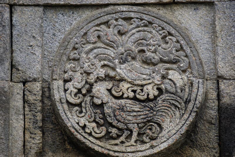 Medallion in the Penataran Temple with Animal Reliefs Stock Image ...